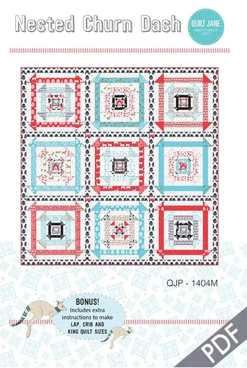Churn Dash Quilt Block Pattern Tutorial - 6 Inch, 9 Inch and 12 Inch